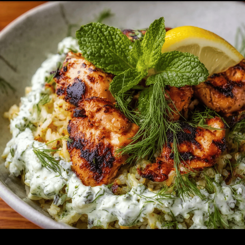 Dump-and-Bake Chicken Tzatziki Rice Recipe | Easy Weeknight Dinner