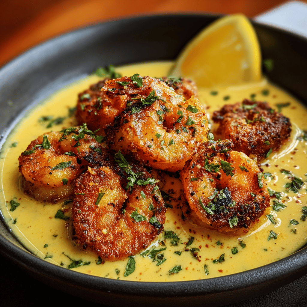 Deep South Cornmeal Fried Shrimp with Creamy Lemon Gravy Recipe